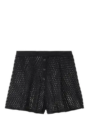 Kiki De Montparnasse Open-knit Silk Shorts - Black