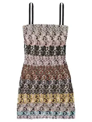 Missoni Striped Metallic Crochet-knit Mini Dress - Multi