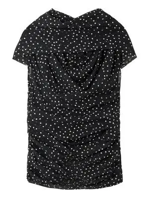 Magda Butrym Draped Polka-dot Silk-chiffon Blouse - Black