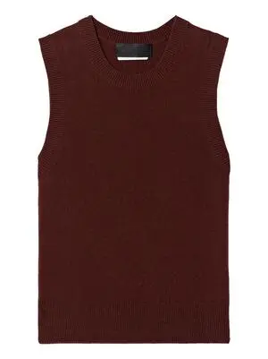 NILI LOTAN May Cropped Cashmere Tank - Burgundy