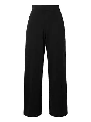 Max Mara Lama Ribbed Jersey Wide-Leg Pants Black