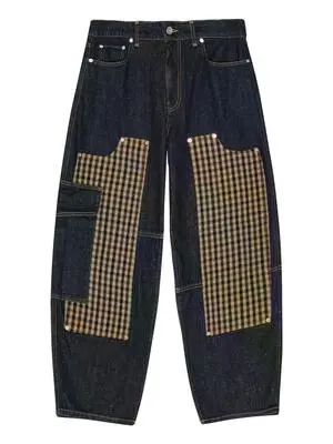 GANNI Checked-panel Jeans - Blue