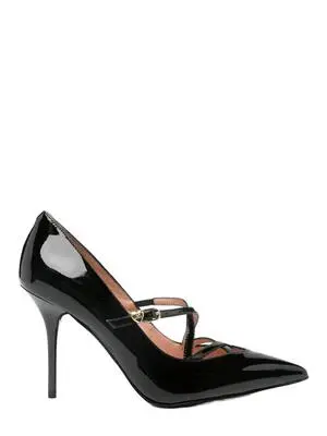 Moschino 100mm Leather Cross-strap Pumps - Black