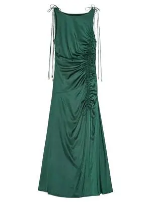 GANNI Satin Maxi Dress - Green