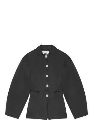 GANNI Balloon-sleeve Jacket - Black
