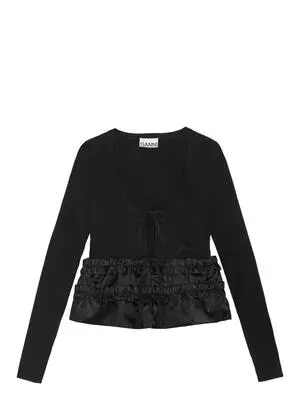 GANNI Ruffle-Hem Blouse