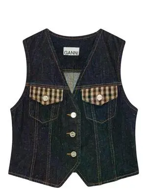 GANNI Denim Waistcoat - Blue