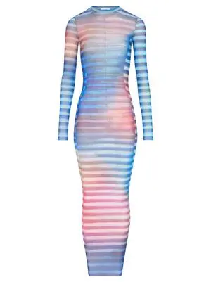 JEAN PAUL GAULTIER Long-sleeve Mesh Dress - Blue