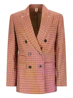 Max Mara Gingham Double-breasted Jacket - Red