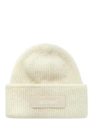 Jacquemus Grosgrain-trimmed Ribbed-knit Beanie - Off-white