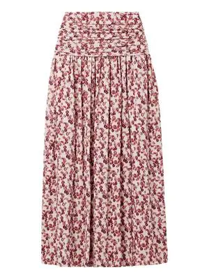 Isabel Marant Gwendy Ruched Floral-print Maxi Skirt - Red