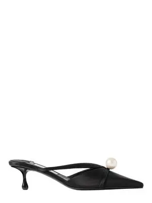JIMMY CHOO Sana 50 Faux Pearl-embellished Satin Mules - Black