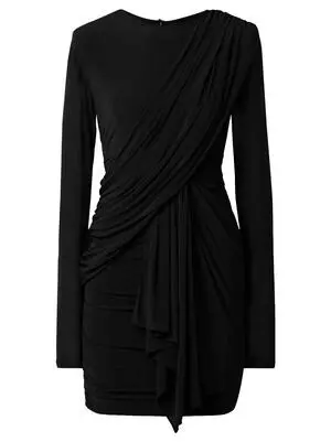 Isabel Marant Georgia Ruched Draped Mini Dress - Black