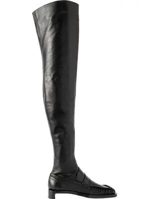 JIL SANDER Leather Over-the-knee Boots - Black
