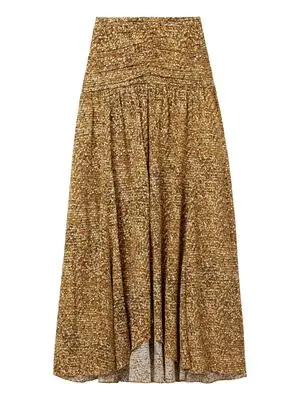 Isabel Marant Syana Ruched Printed Maxi Skirt - Brown