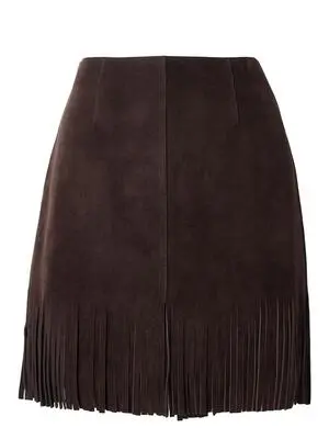Etro Fringed Suede Mini Skirt - Brown