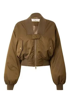 Chloé Cropped Shell Bomber Jacket - Brown