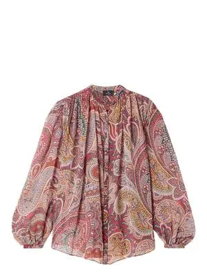 Etro Paisley-print Silk-crepon Shirt - Red