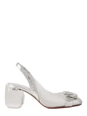 CHRISTIAN LOUBOUTIN Minny Bubble 70 Buckled Slingback Pumps - Silver