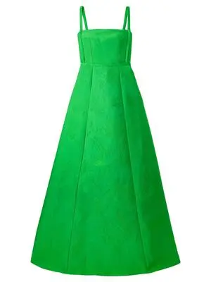 EMILIA WICKSTEAD Mathilde Pleated Cloqué Gown - Green