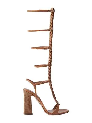 AQUAZZURA Destiny Gladiator 105 Braided Leather Sandals - Brown