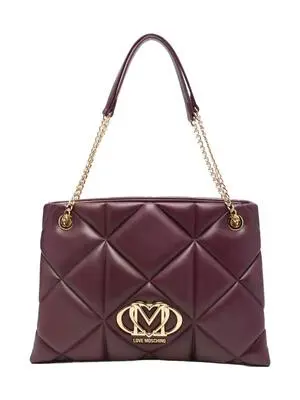 Moschino Quilted Tote Bag With Chain Strap - Purple