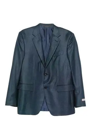 Canali Checked Buttoned Jacket - Blue
