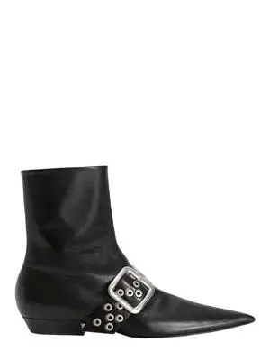 JIL SANDER Leather Ankle Boots - Black