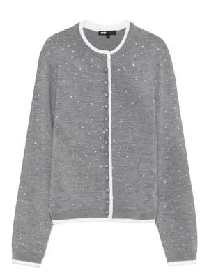 Maje Rhinestone-embellished Cardigan - Grey