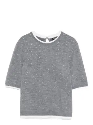 Maje Rhinestone-embellished T-shirt - Grey