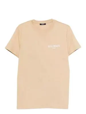 Balmain Logo-detail Cotton T-shirt - Neutrals
