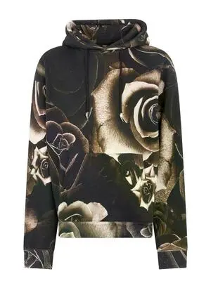 Roberto Cavalli Rose-print Hoodie - Black