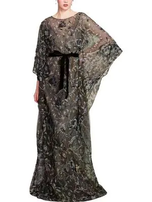 Marchesa Climbing Vines Kaftan Dress - Black