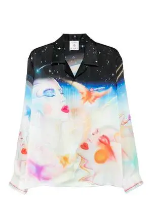 Casablanca Celestial-print Silk Shirt - Blue