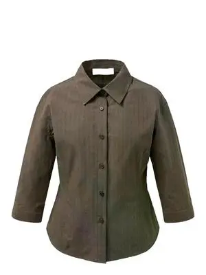 AMOMENTO Pinstripe Shirt - Brown
