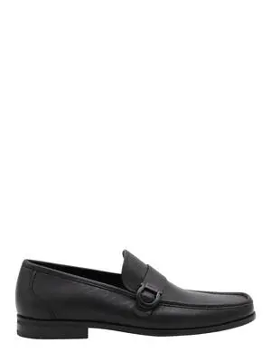 FERRAGAMO Leather Caspian Loafers - Black