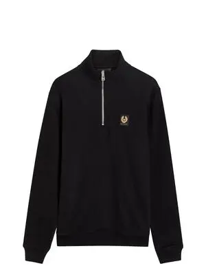 Belstaff Half-zip Cotton Sweatshirt With Logo - Black