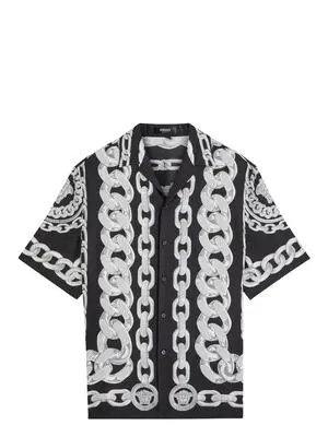 Versace Medusa Chains Silk-twill Shirt - Black