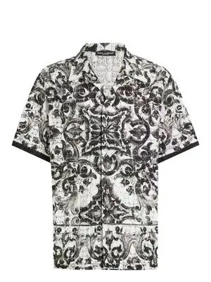 Dolce & Gabbana Majolica-print Hawaii Crochet Lace Shirt - Black