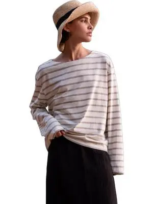 Jenni Kayne Claude Long-sleeve Tee - Taupe,stripe