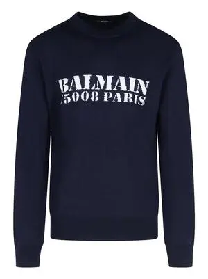 Balmain Merino Wool Sweater Navy