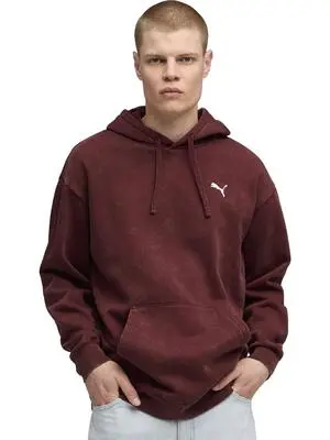 PUMA Elevated Essentials Acid Wash Fleece Hoodie Red