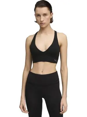 PUMA Shapeluxe Plunge Moisture Wicking, Low Impact Sports Bra - Black