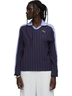 PUMA T7 Relaxed Long Sleeve Polo Shirt - Purple
