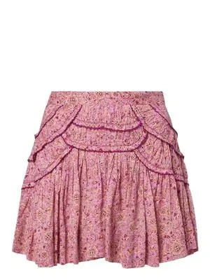 MARANT ETOILE Ceola Printed Ruffled Cotton Skirt - Pink