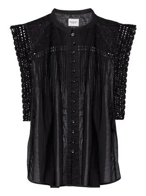MARANT ETOILE Grecia Lace-Trimmed Cotton Blouse Black