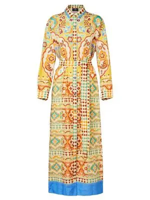 Etro Printed Cotton And Silk Midi Dress - Multicoloured
