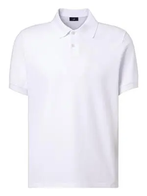 Dunhill Logo Embroidered Cotton Piqué Polo Shirt - White