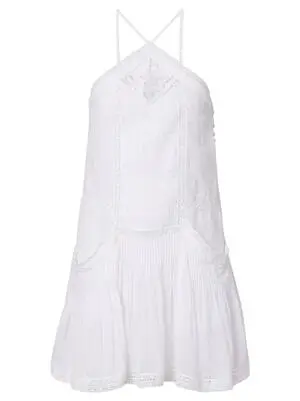 MARANT ETOILE Geraldin Lace-trimmed Cotton Minidress - White
