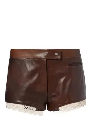 Magda Butrym Crochet Leather Shorts - Brown
